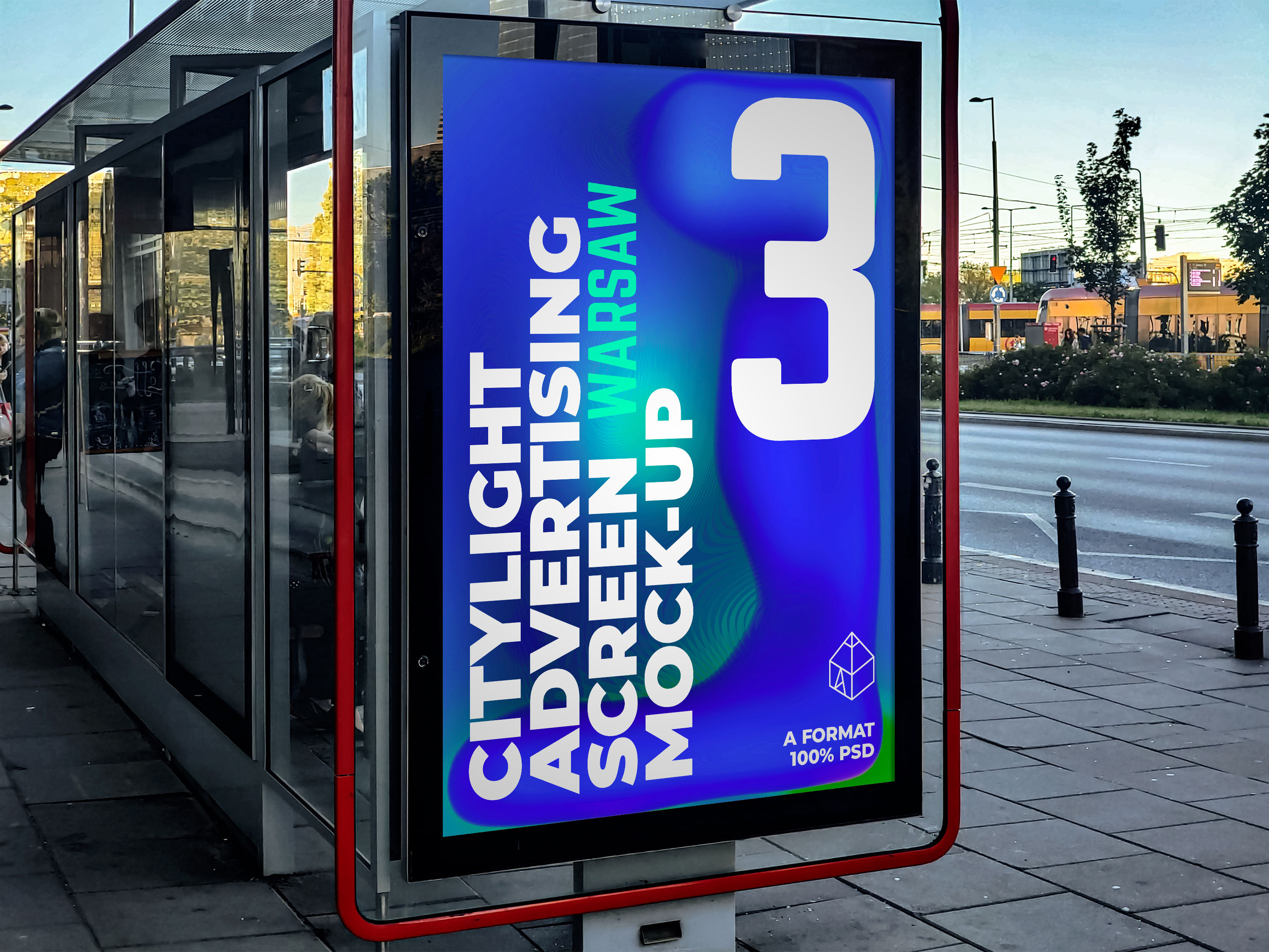 Warsaw Citylight Ad Screen 5 v1, an Advertising Mockup by Graphic Shelter