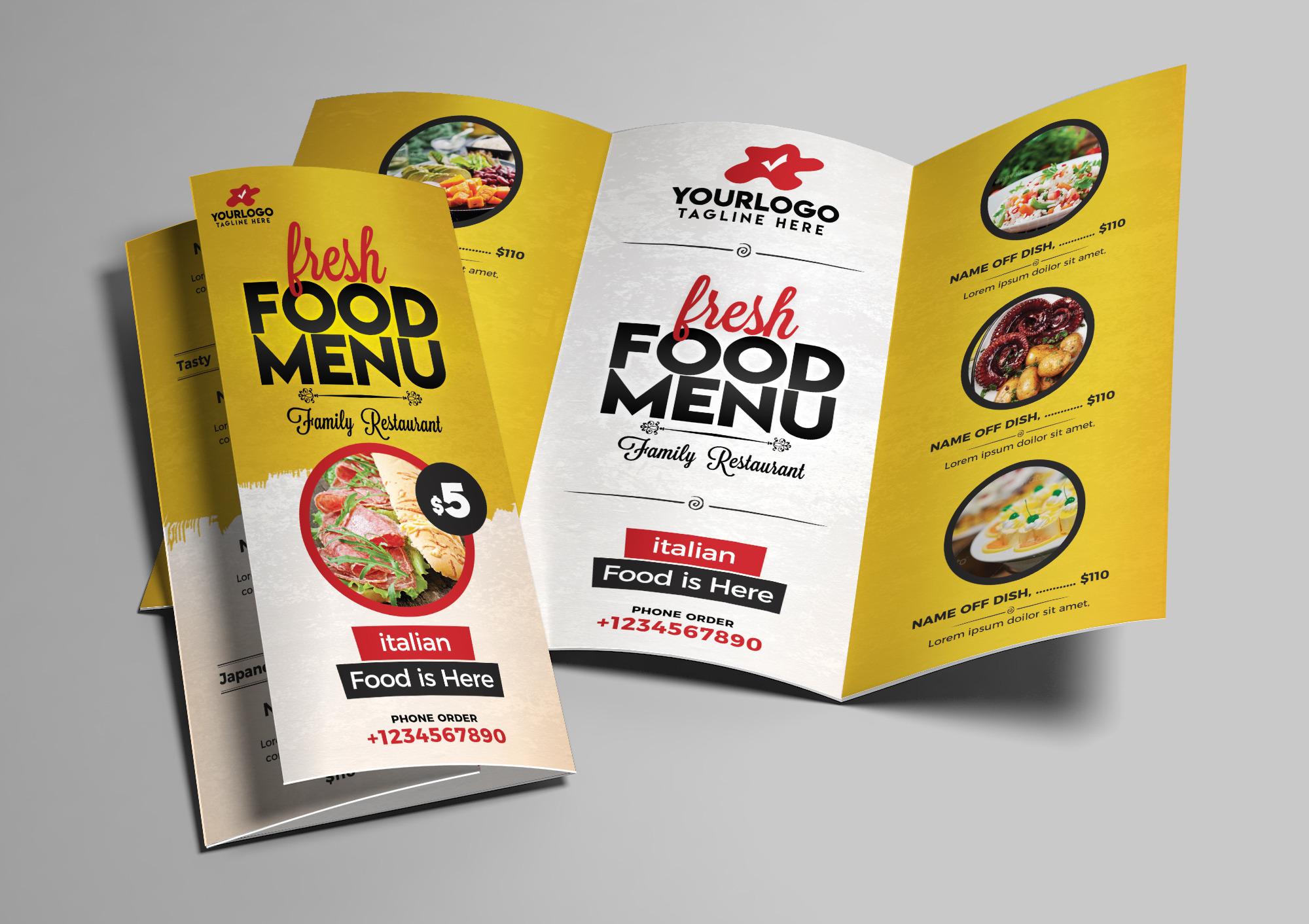 Restaurant Menu Tri Fold Brochure, a Flyer Template by AfzaalGraphics