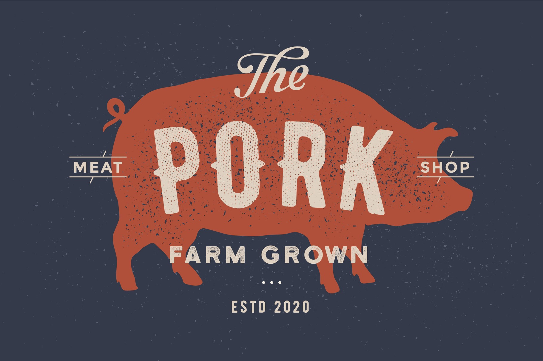 Pig, pork. Poster for Butchery, an Animal Illustration by Foxys Graphic