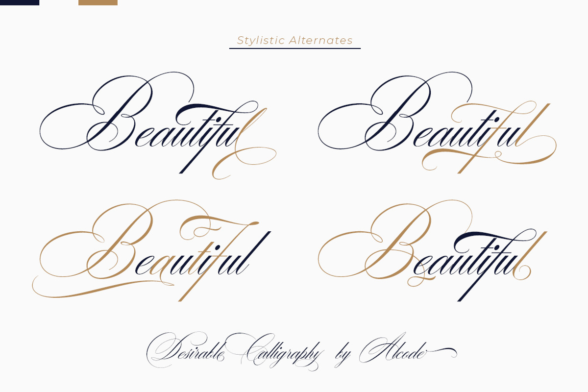 Desirable Calligraphy, a Script Font by Alcode