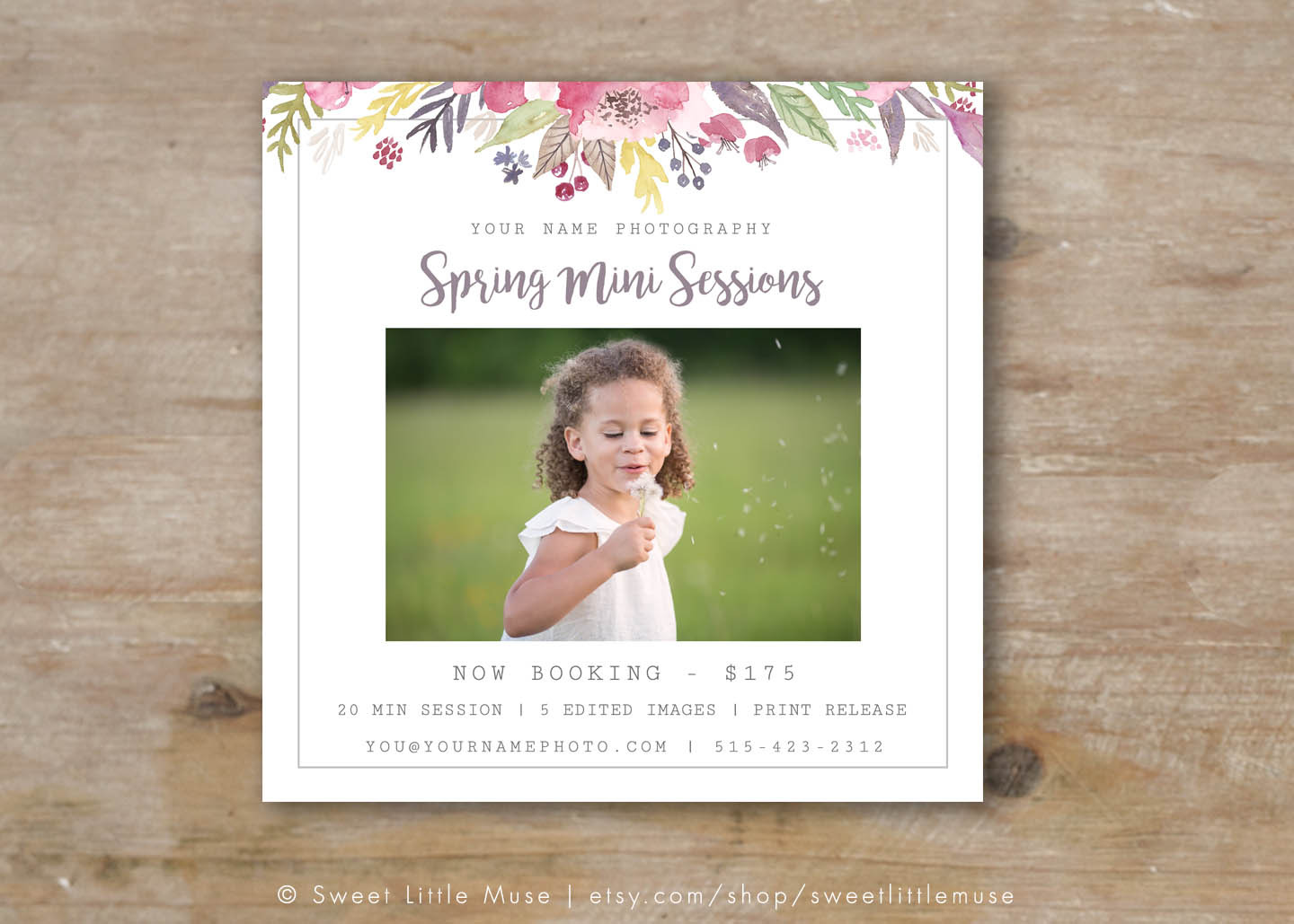 Spring Mini Session Template, a Flyer Template by Sweet Little Muse