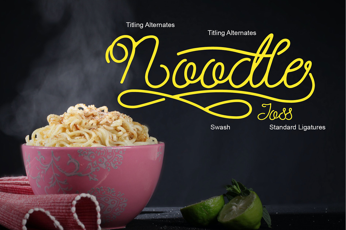 Noodle monoline script font, a Script Font by WAP