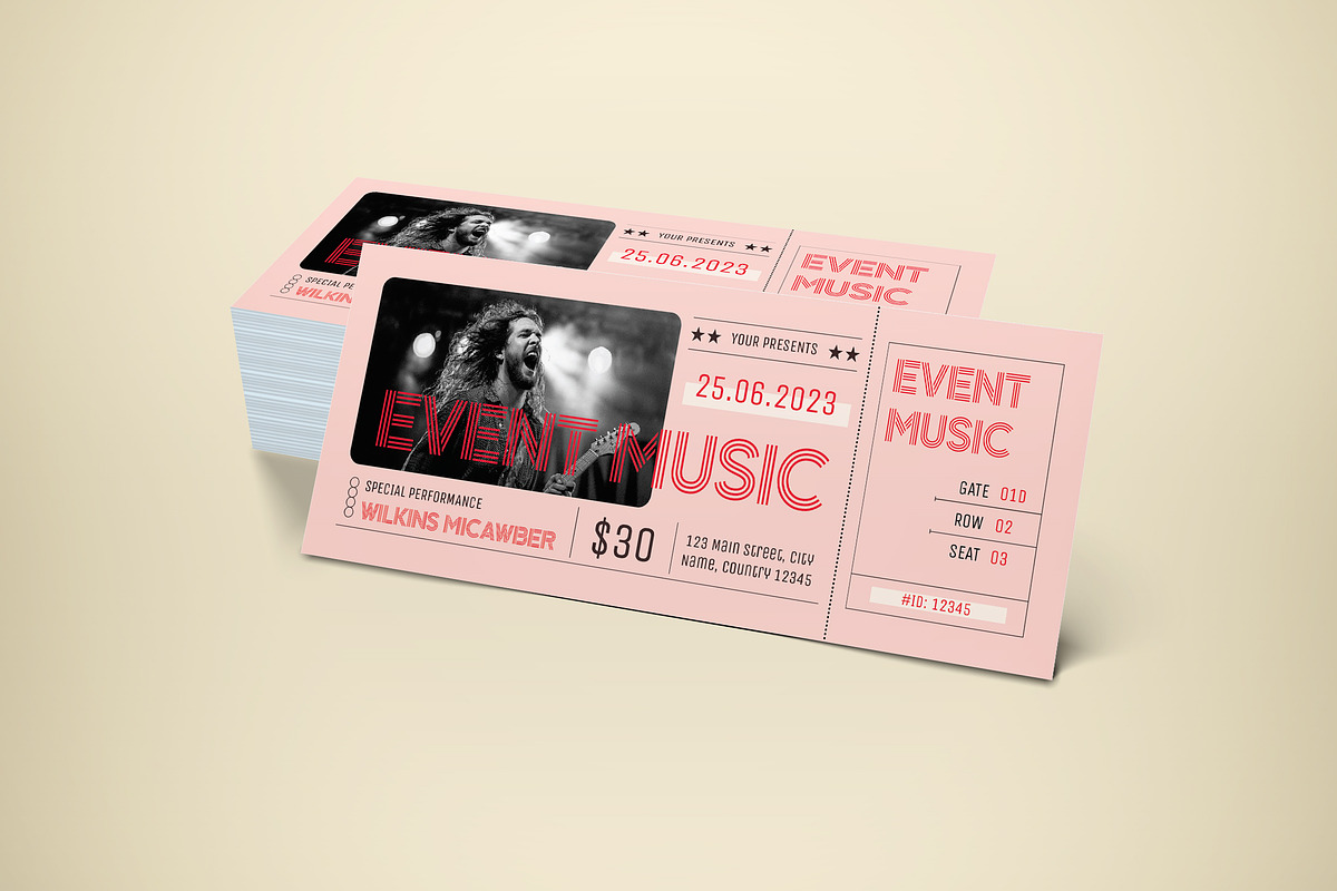 Ticket Event Music, a Card Template by graphicook