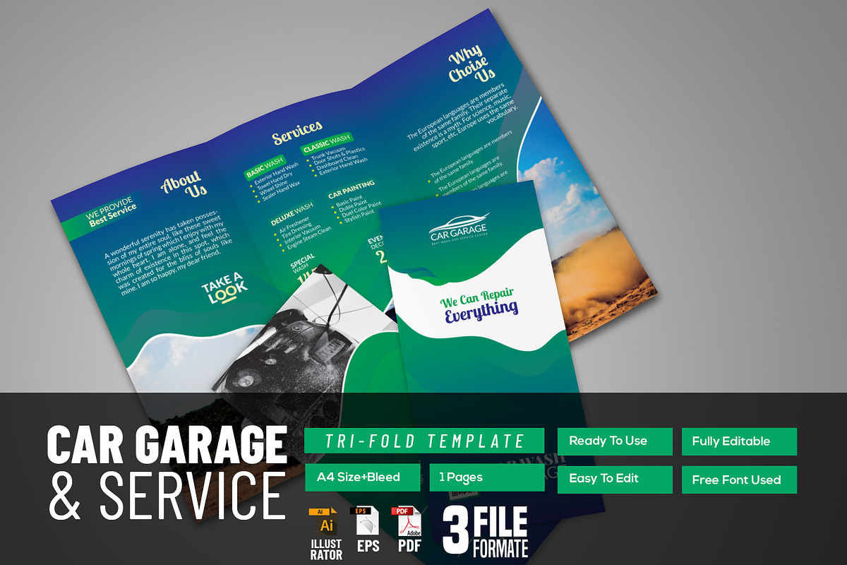 Car Garage Brochure Template, a Brochure Template by MRI STUDIO
