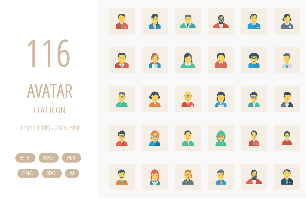 116 Avatar Flat Square icon | Icons ~ Creative Market