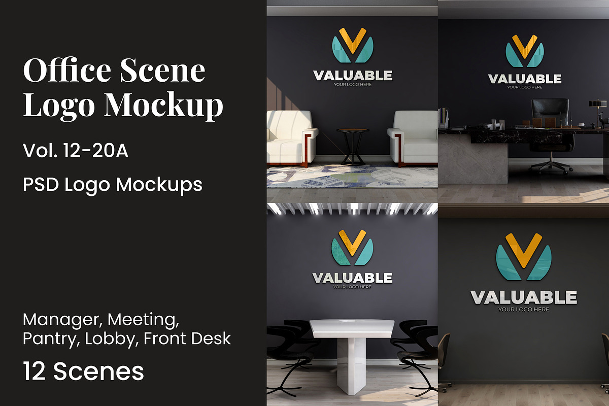 Office Scenes Wall Logo Mockup | Creative Market