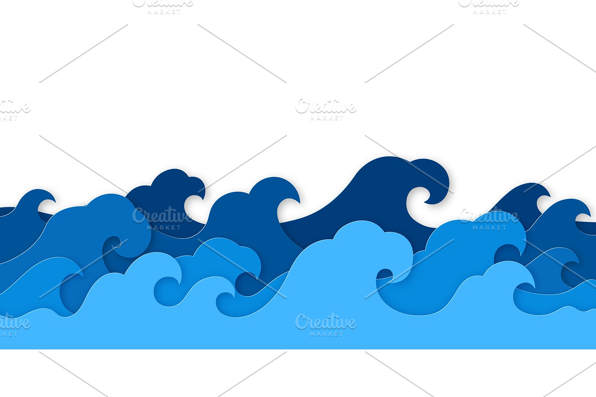 Paper sea waves. Blue water wave, a Texture Graphic by YummyBuum