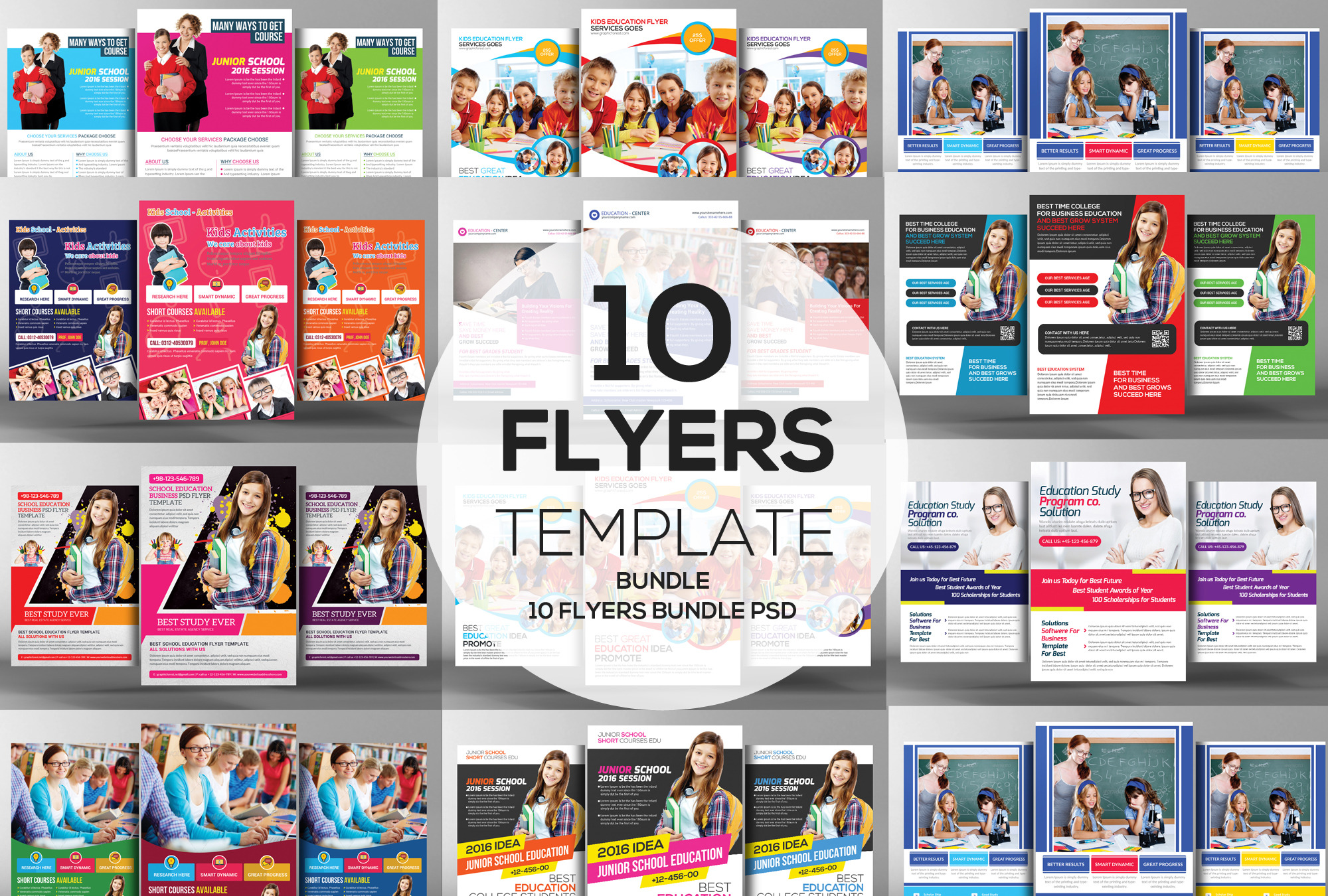 10 School Education Flyers Bundle, a Flyer Template by graphicforest