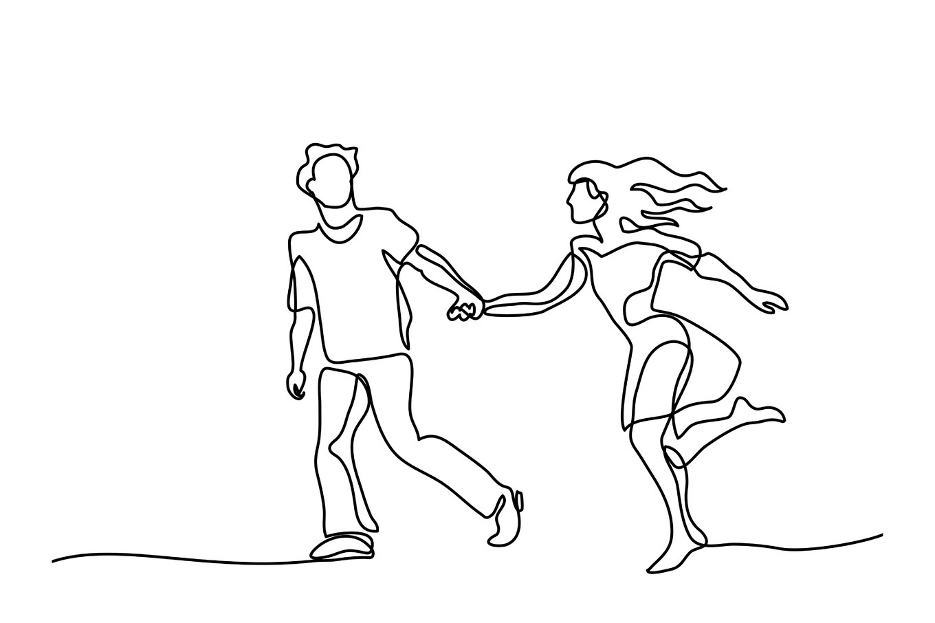 Happy running couple, a Person Illustration by Valenty | Creative Market