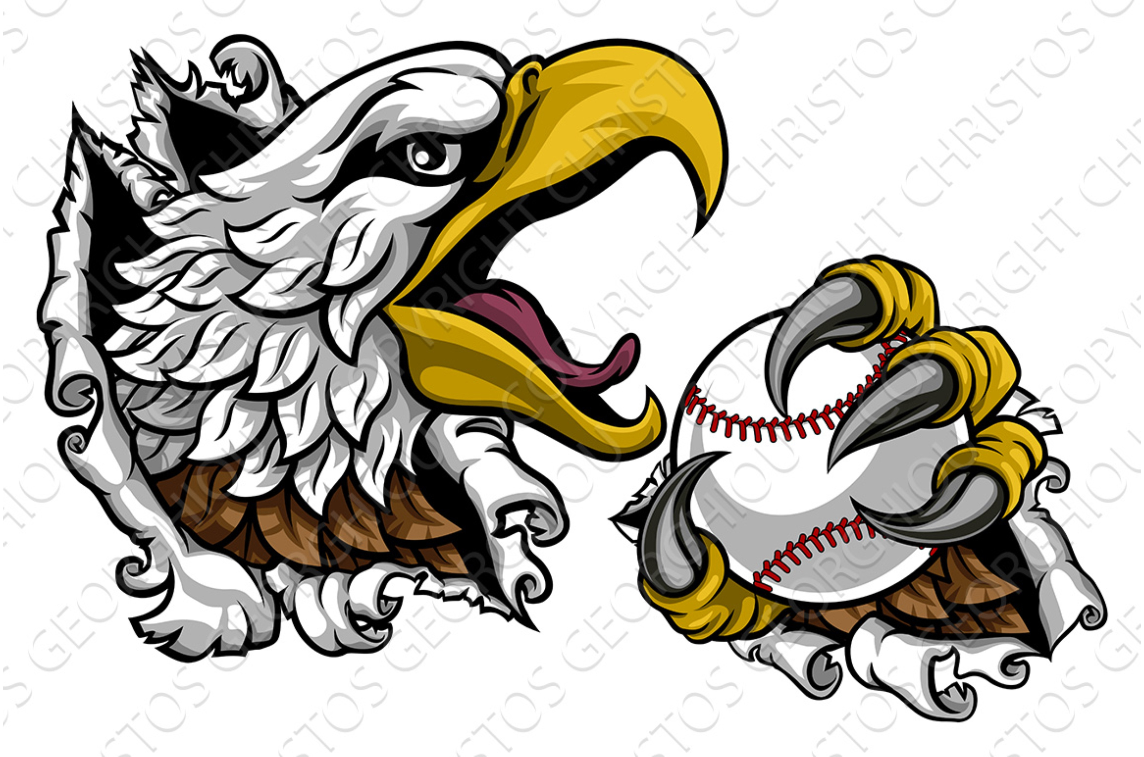 Bald Eagle Hawk Ripping Claw, an Animal Illustration by Christos Georghiou