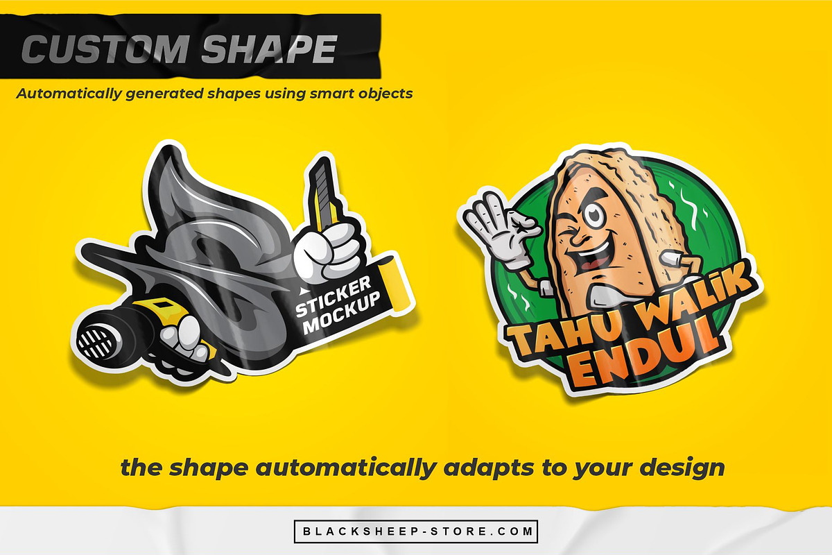 Custom shape Vinyl Sticker Mockup