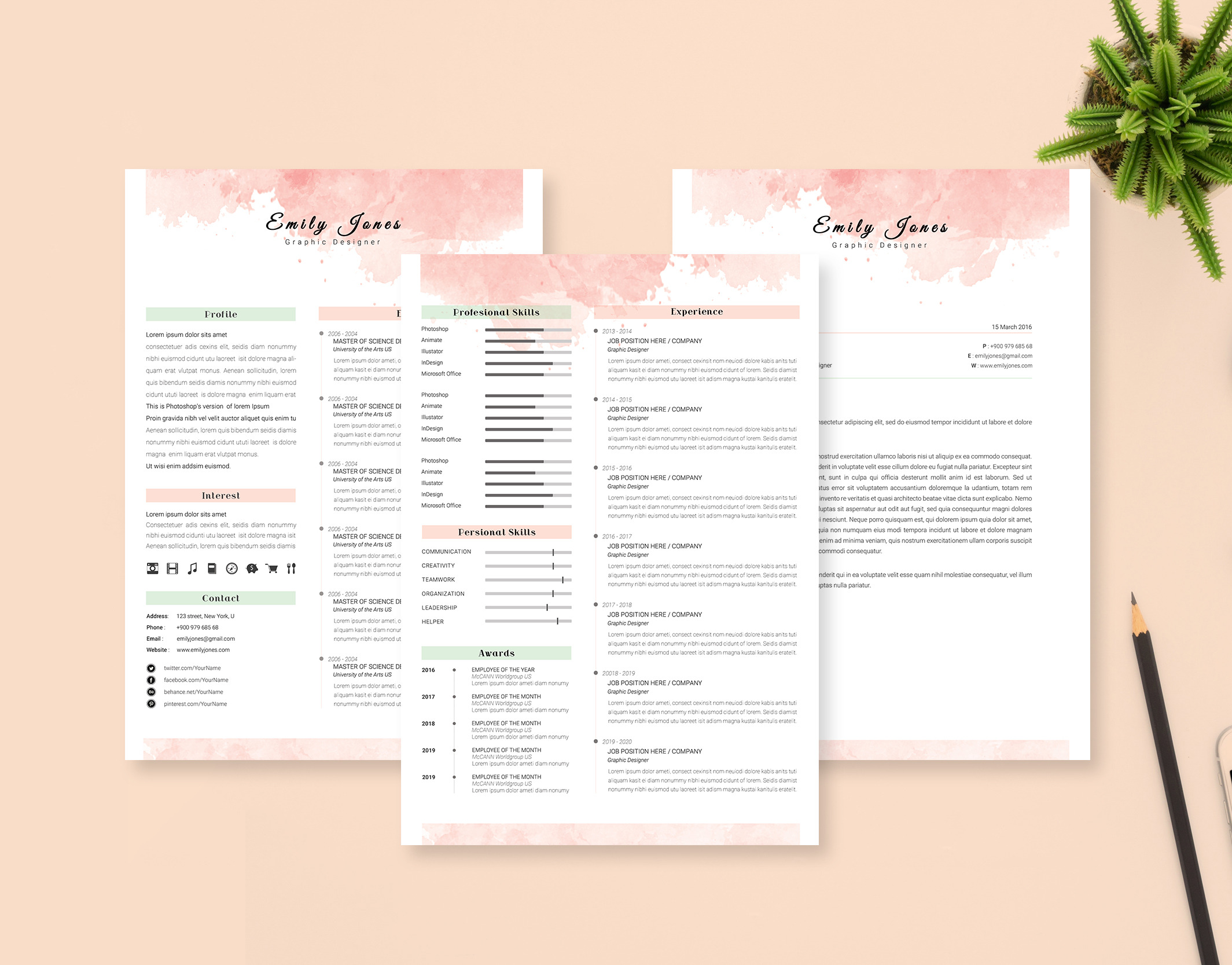2 Page Resume & CoverLetter Template, a Resume Template by Showy68 Template