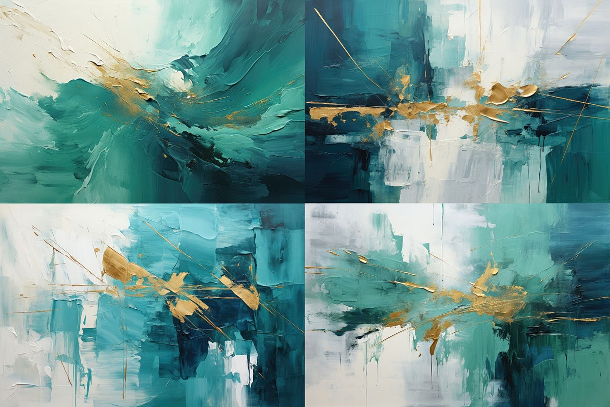 16 Abstract Emerald Paintings, a Wallpaper Graphic by HipFonts