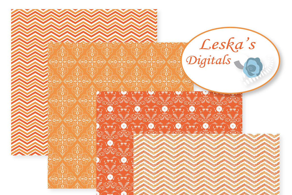 Orange Digital Paper, a Pattern Graphic by Leska's Digitals