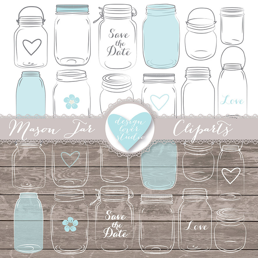 Vector Mason Jar clipart, an Illustration by designloverstudio ...