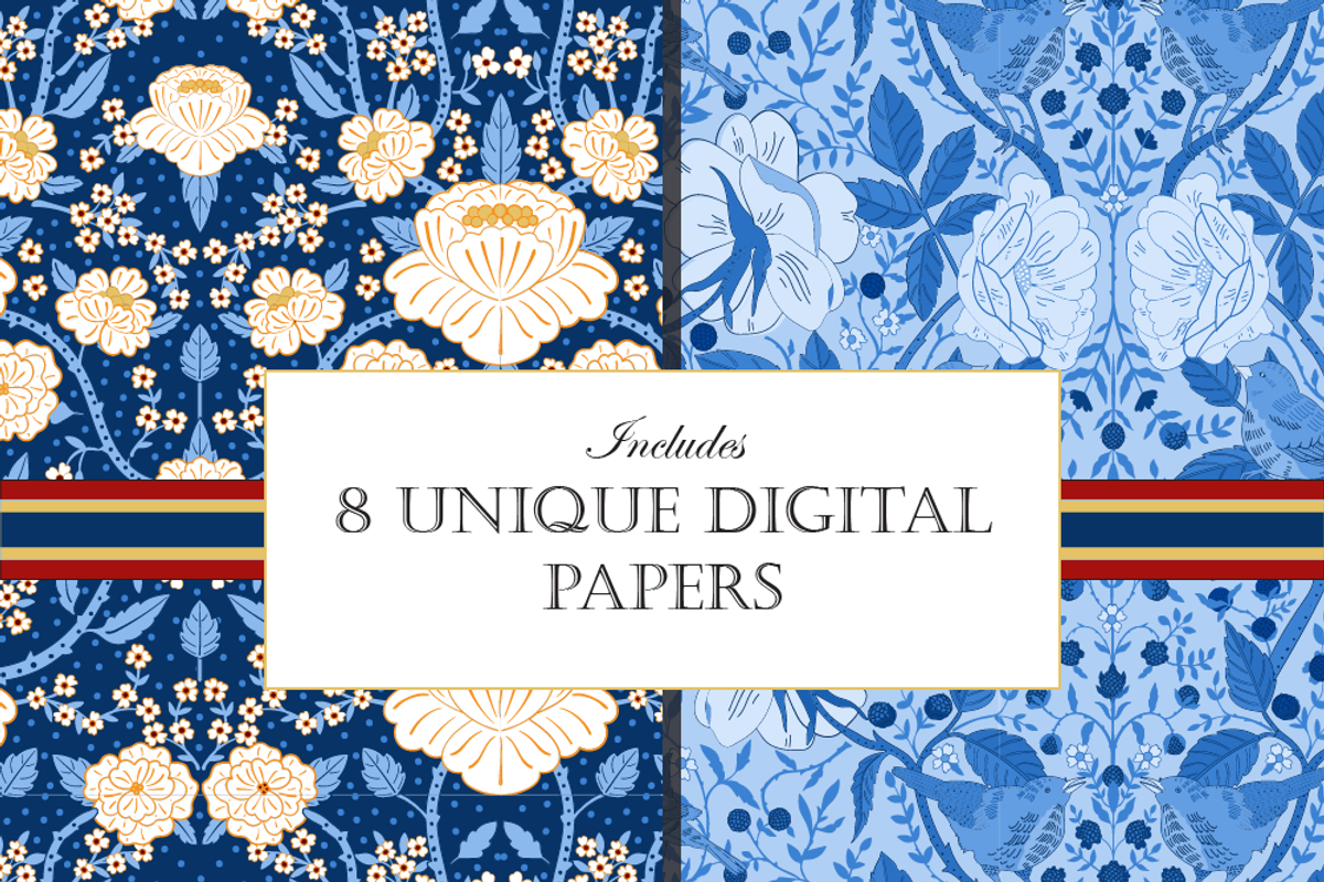 William Morris Red and Blue Patterns
