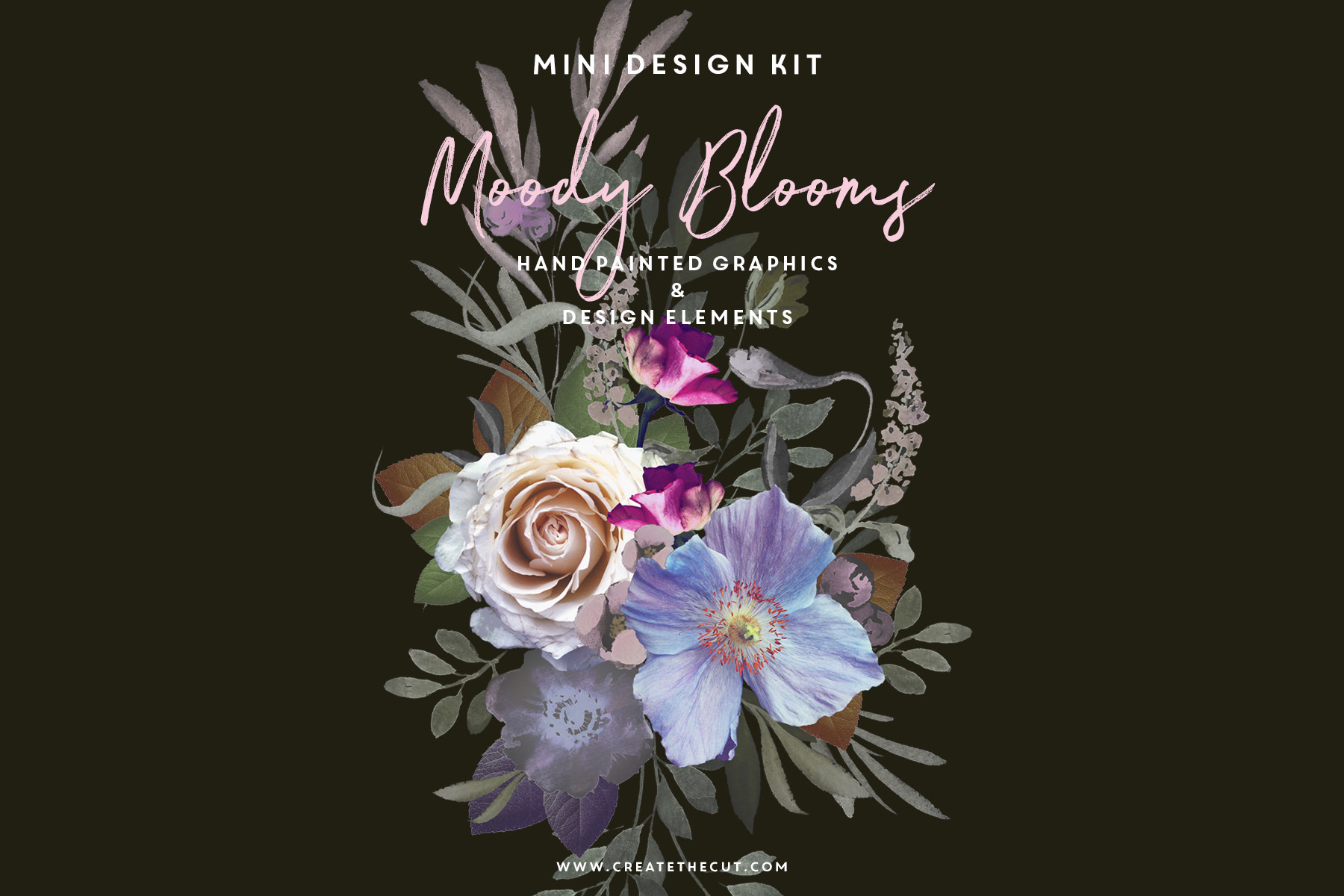 Design Kit - Moody Blooms, an Illustration by Create The Cut