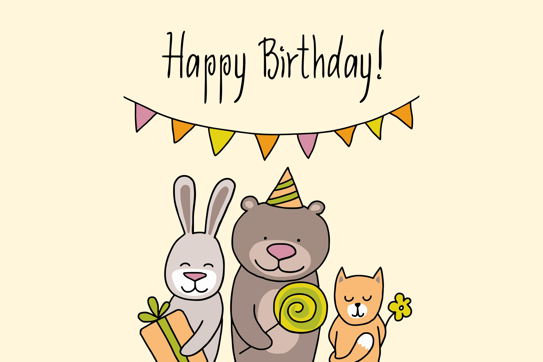 Happy birthday vector three friends, an Animal Illustration by karetniy