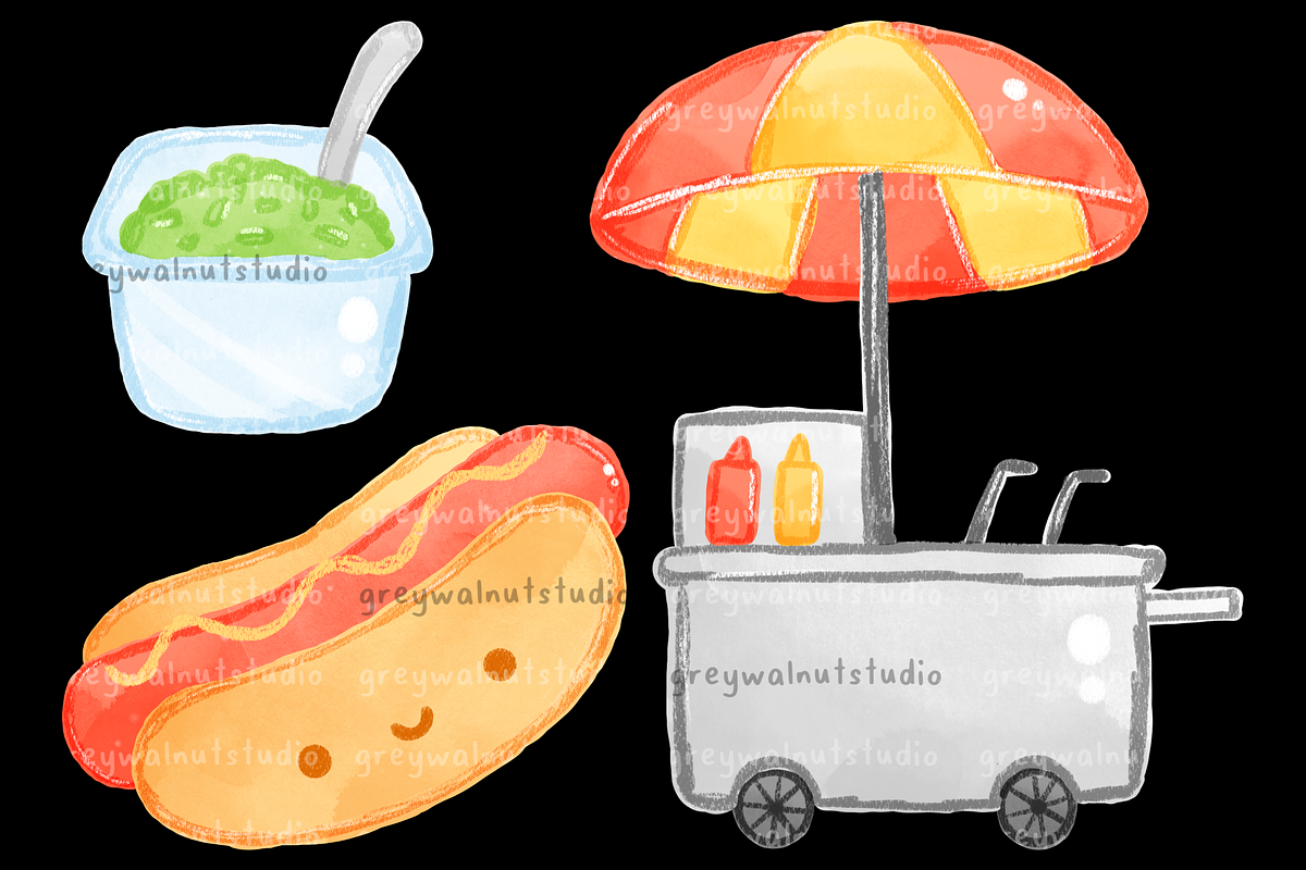 Hot Dog Stand Clipart, an Education Illustration by greywalnutstudio