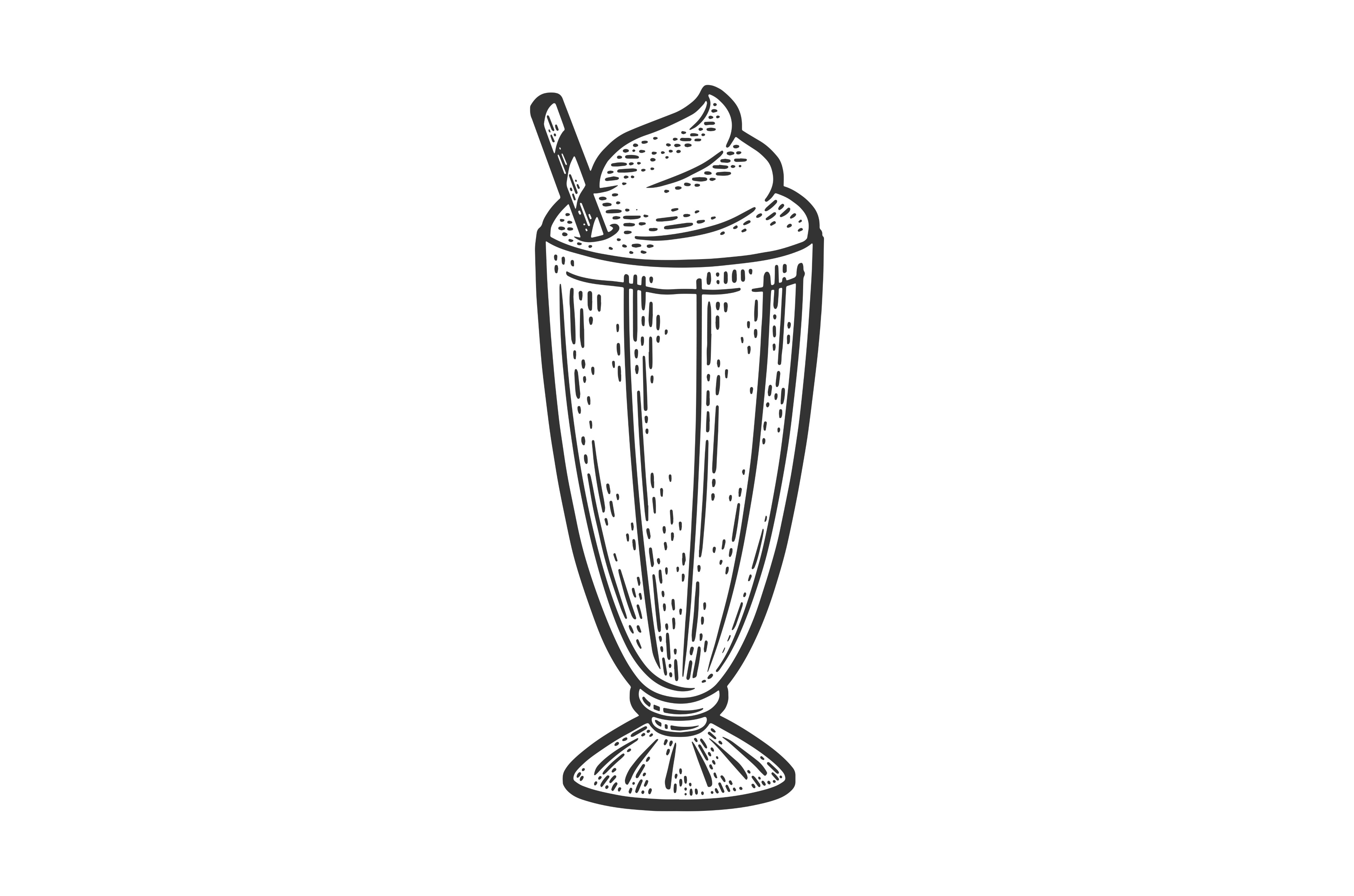 Milk shake line art sketch vector, a Food Illustration by AlexArt