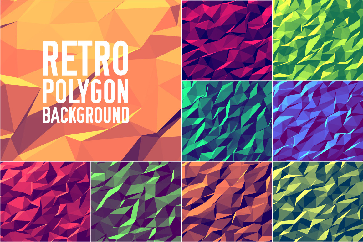 9 vintage style polygon backgrounds, an Illustration by LineTale ...