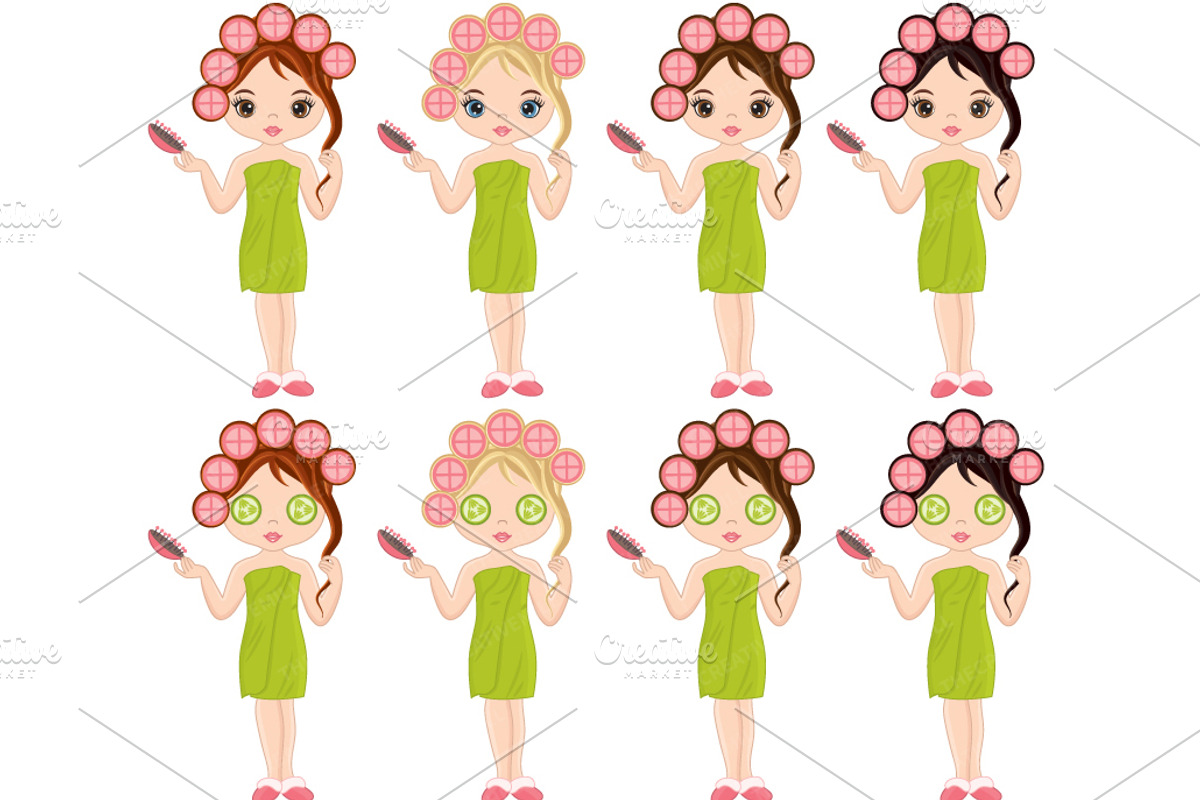 Vector Spa Girls Clipart, an Illustration by TheCreativeMill
