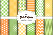 Cute set of scandinavian Sweet Baby seamless patterns with fabric ...