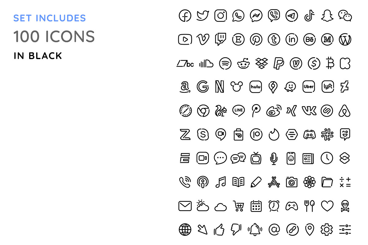 100 Minimalist App Icons / Black, an Icon by Hello Akiko