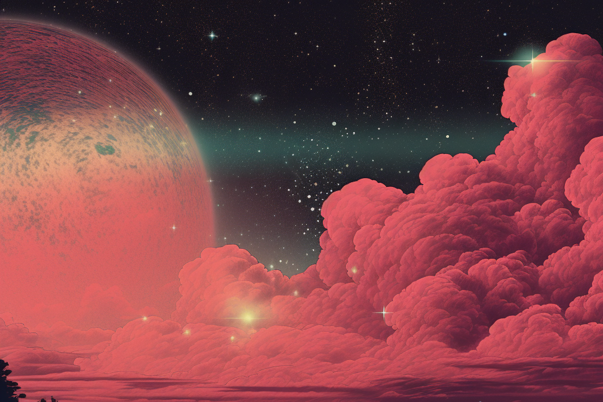 Vintage Pink Night Sky Background