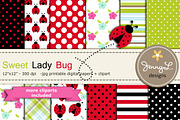 Spring Lady Bug Digital Paper Clipar, a Pattern Graphic by JennyL ...