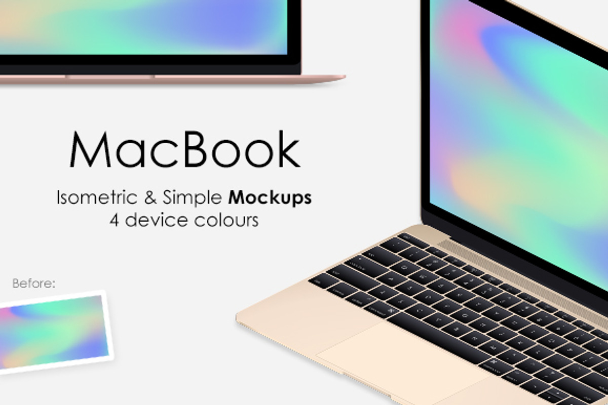 MacBook Isometric & Simple Mockups, a Mac Mockup by tamiq
