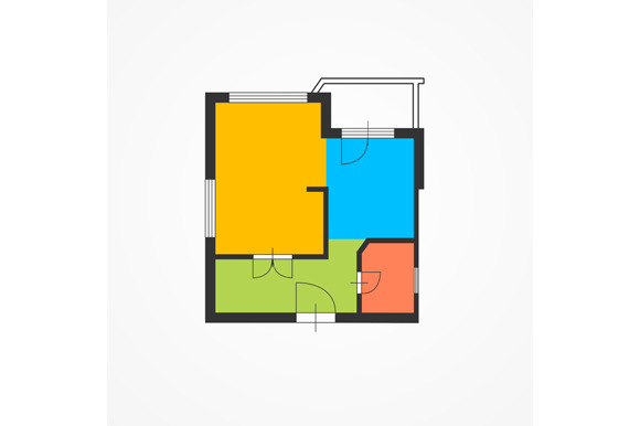 Architect Colorful Floor Plan., a Work Illustration by Vector and Templates