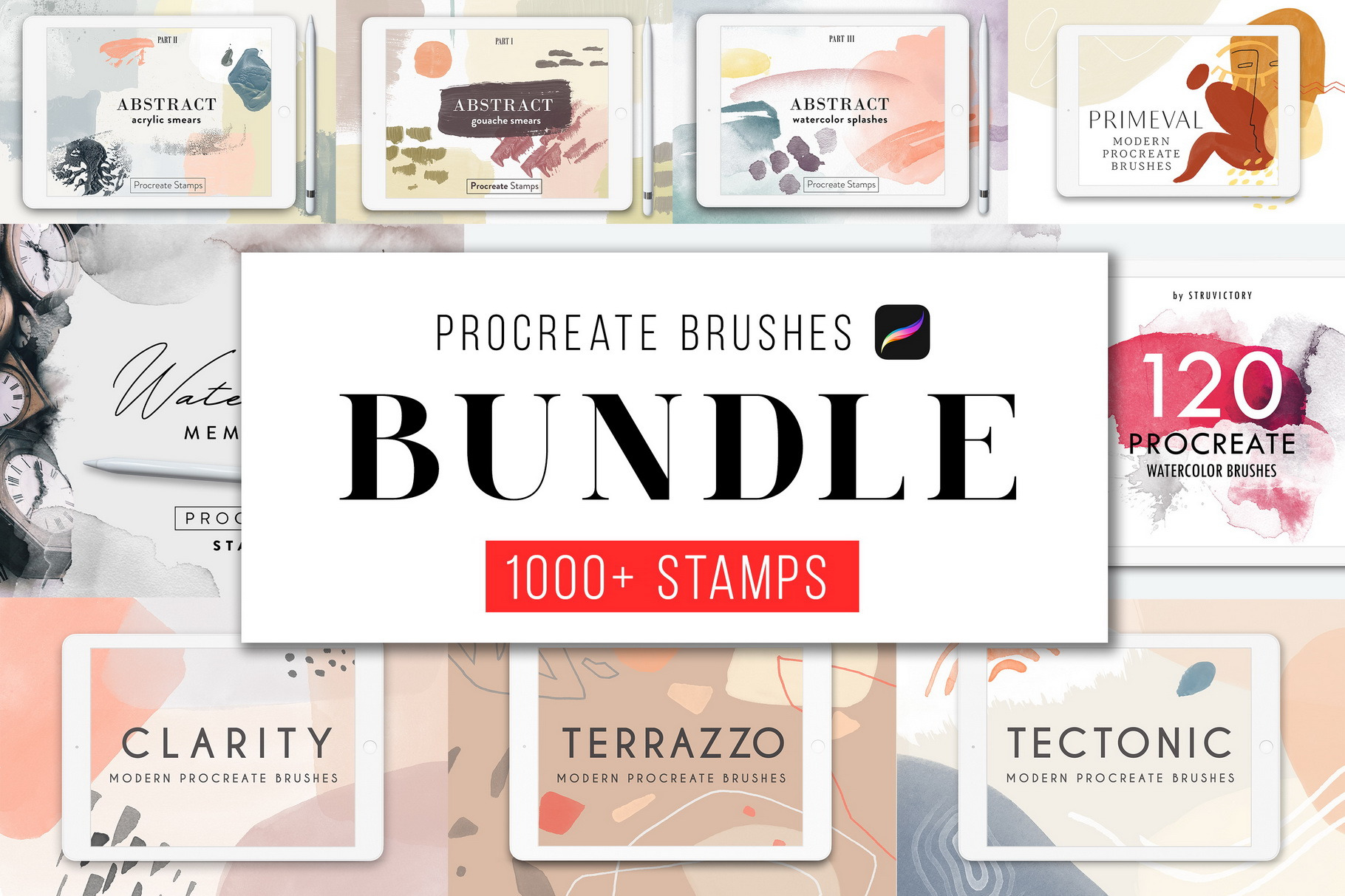 All Procreate Stamp Brushes Bundle, a Brush Add-On by Struvictory.art