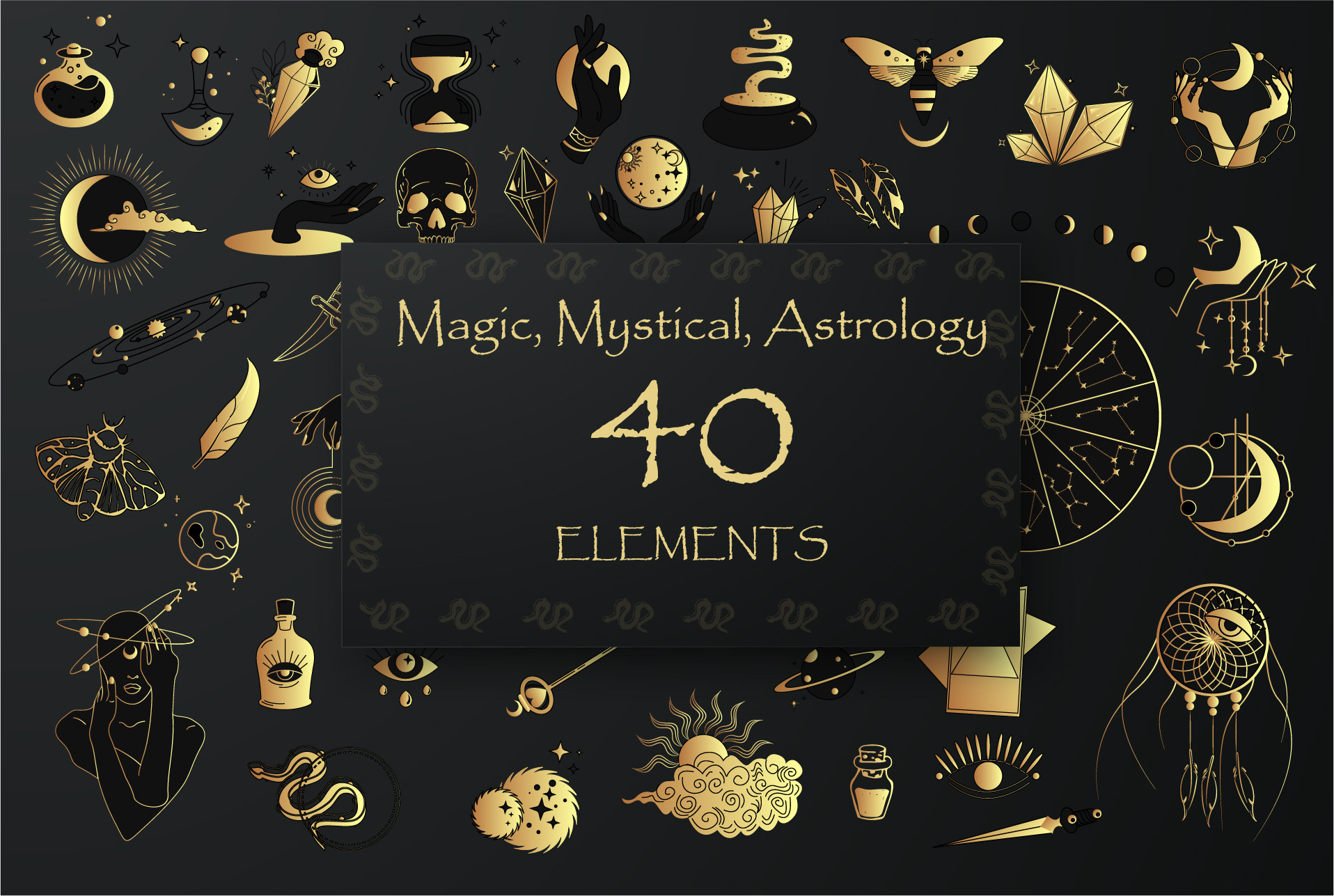 Big set Magic, Mystical, Astrology, a Work Illustration by ZinetroN