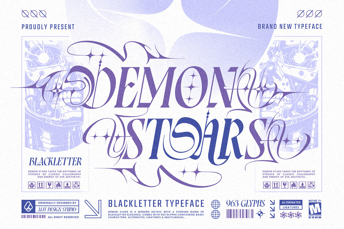 Demon Stars Typeface, a Blackletter Font by alit design