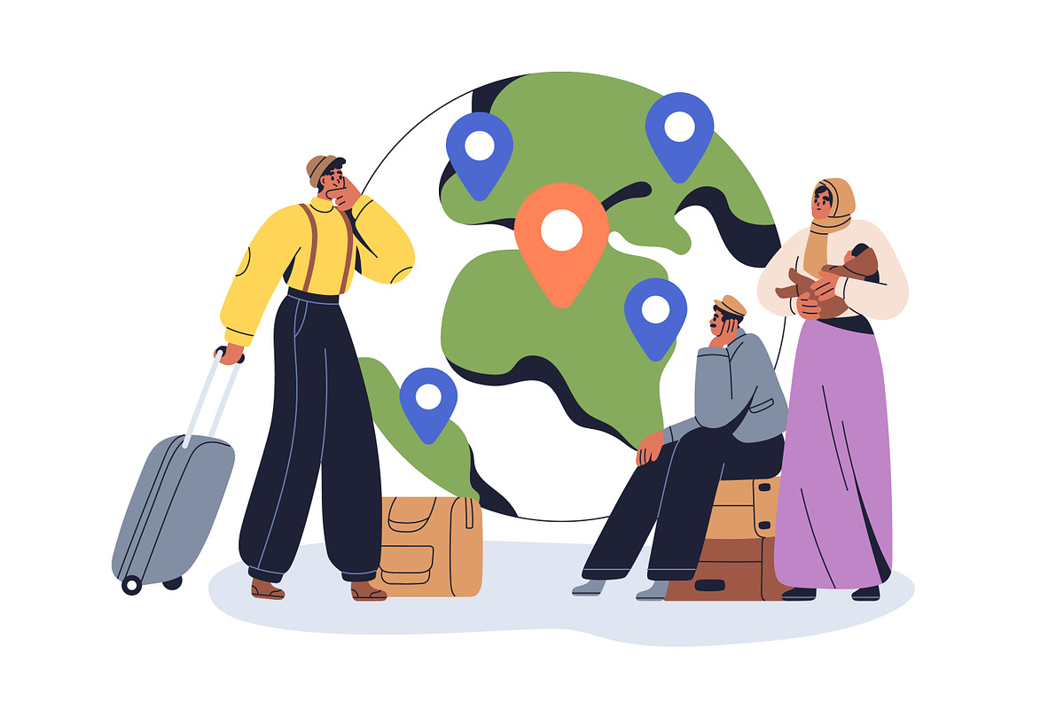 People moving set. Migration concept, a Person Illustration by Good Studio