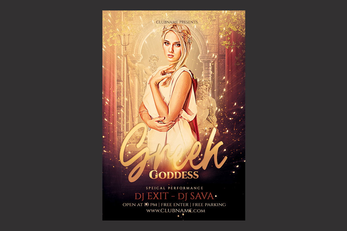 Greek Goddess Party Flyer, a Flyer Template by DSGraphicDesign