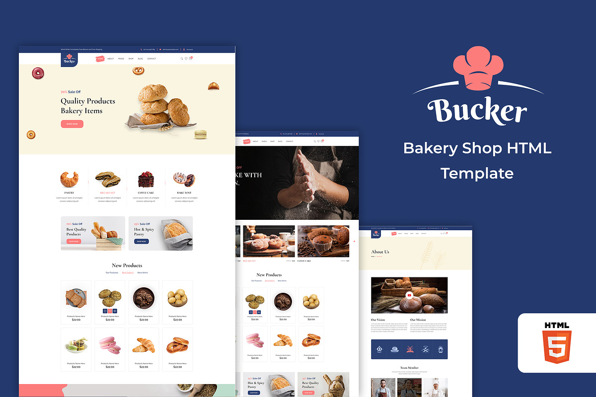Bakery Shop HTML Template – Bucker, a Bootstrap Template by HasThemes