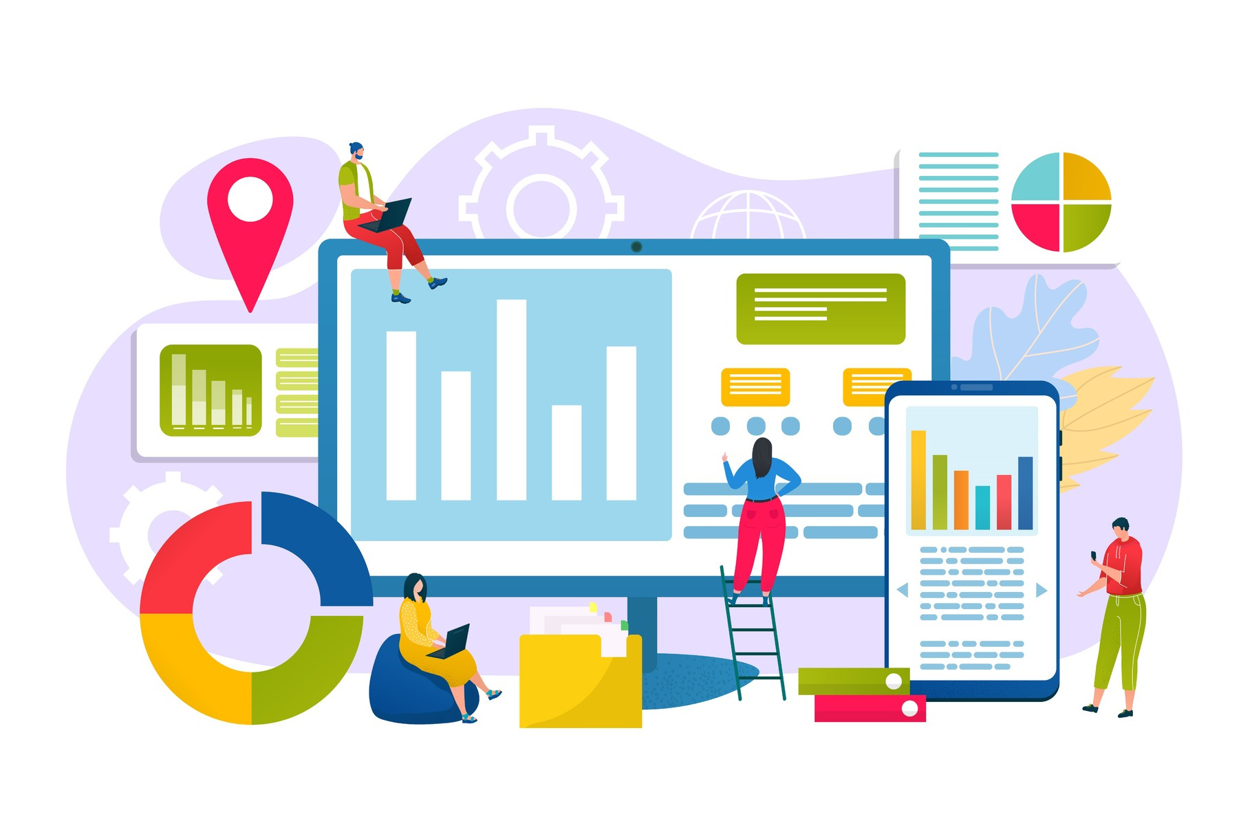 Business people chart analysis, a Finance Illustration by KitVector