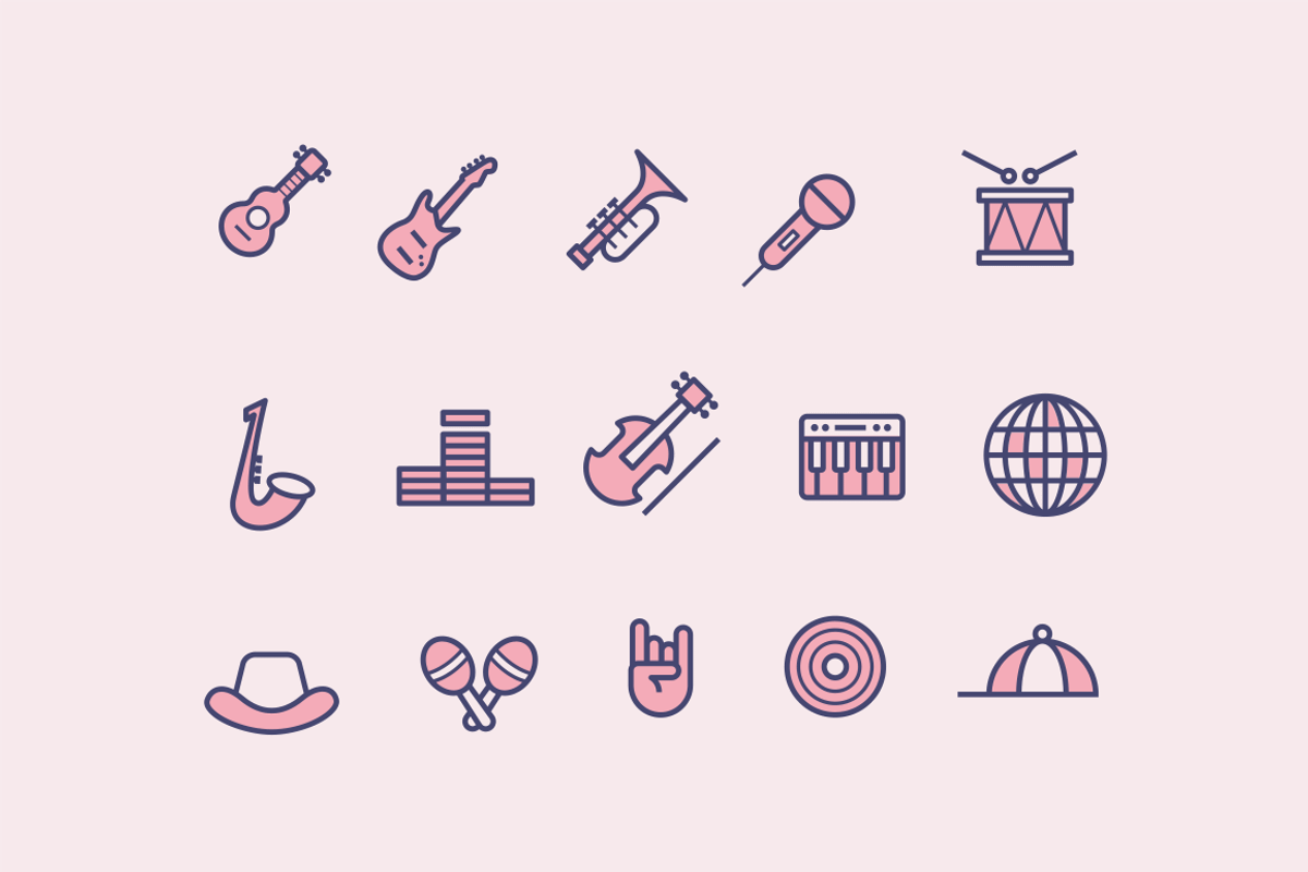 15 Music Genre Icons, an Icon by Creative VIP