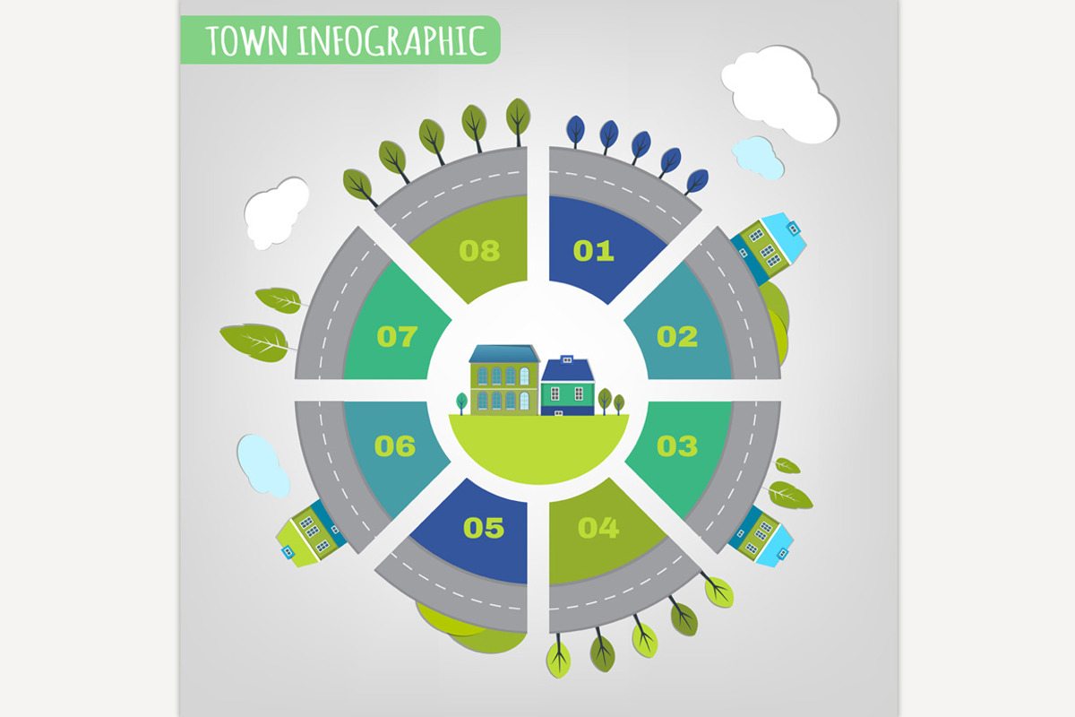 Town Infographics, an Illustration by Anna's Shop