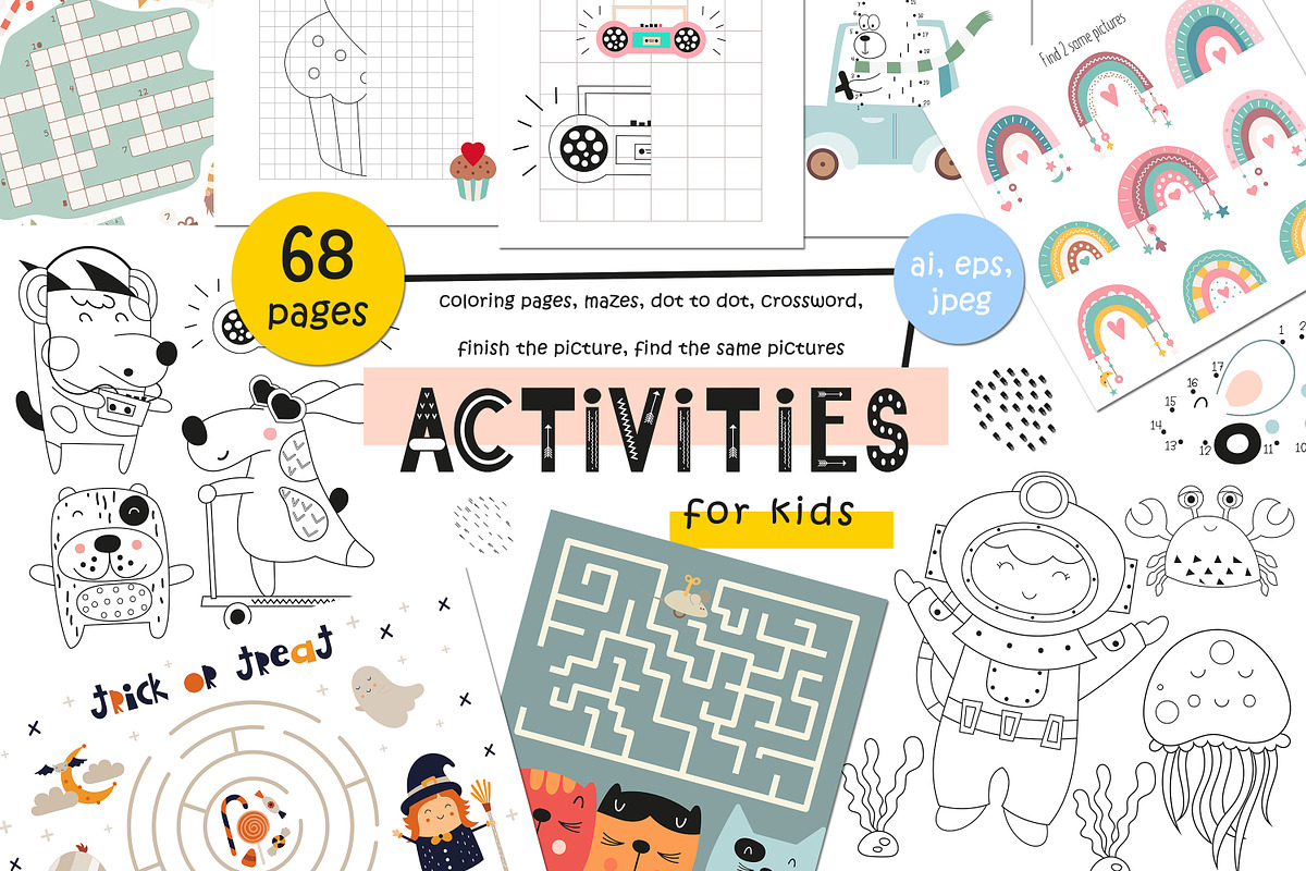 Activities for kids Mini games, an Education Illustration by Nursery Art
