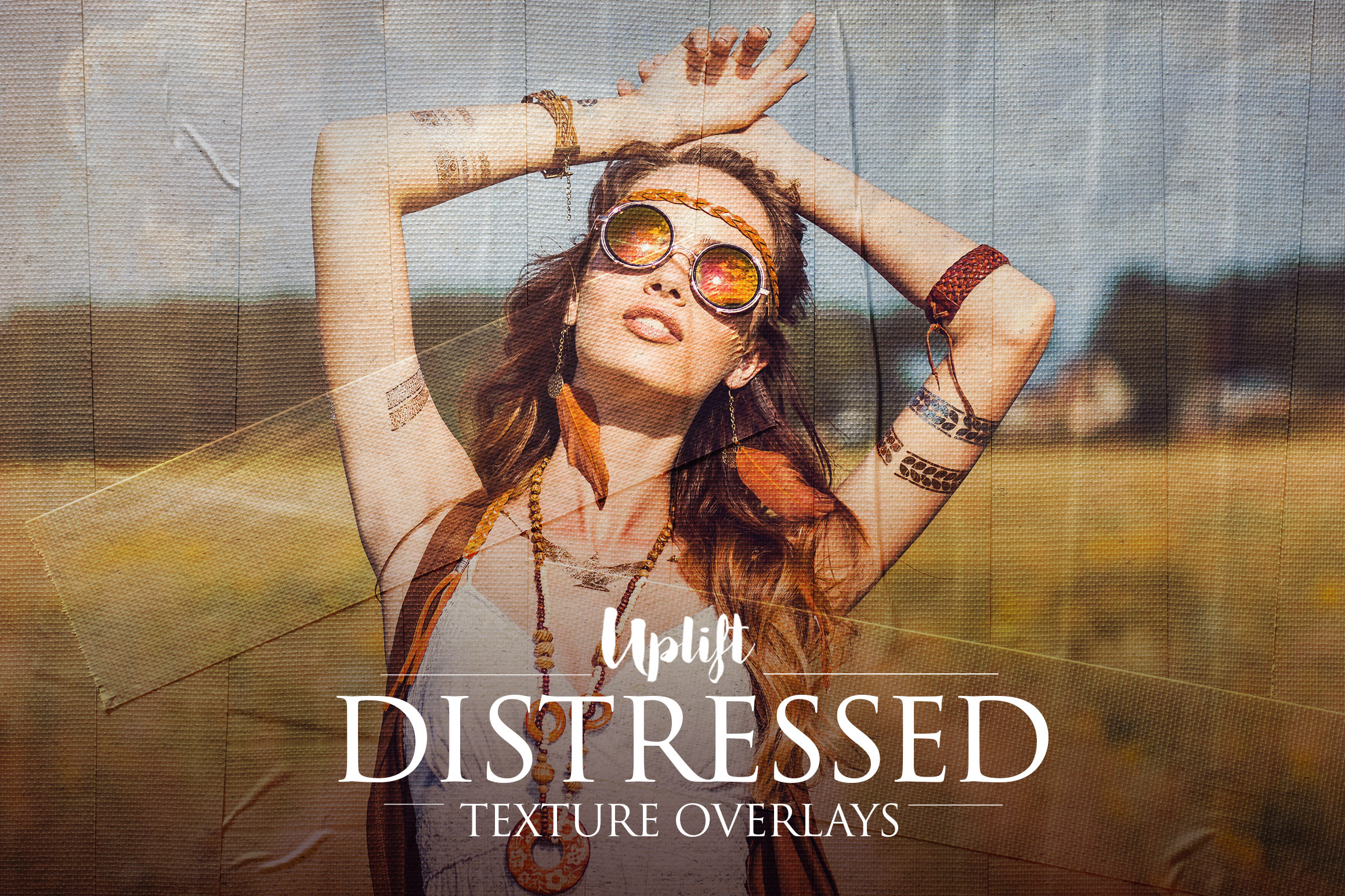 50 DISTRESSED Texture Overlays, an Action Add-On by Uplift Actions