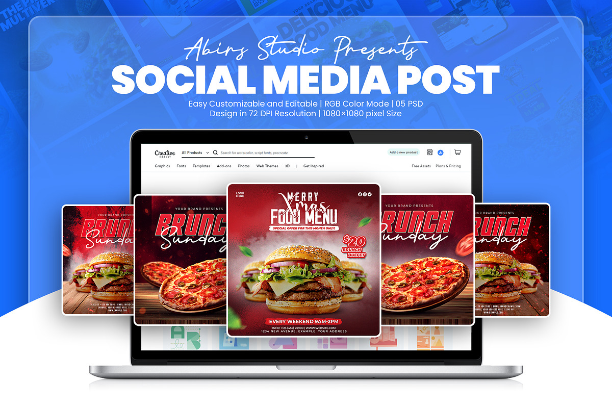 Instagram food menu design, a Social Media Template by Abirs Studio ...