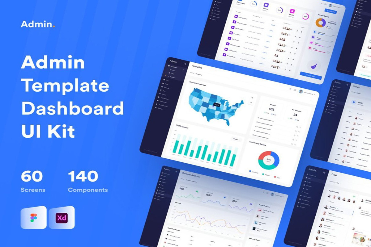 Admin Dashboard Template UI KIT, an UI Kit Template by Digital_Fantasies