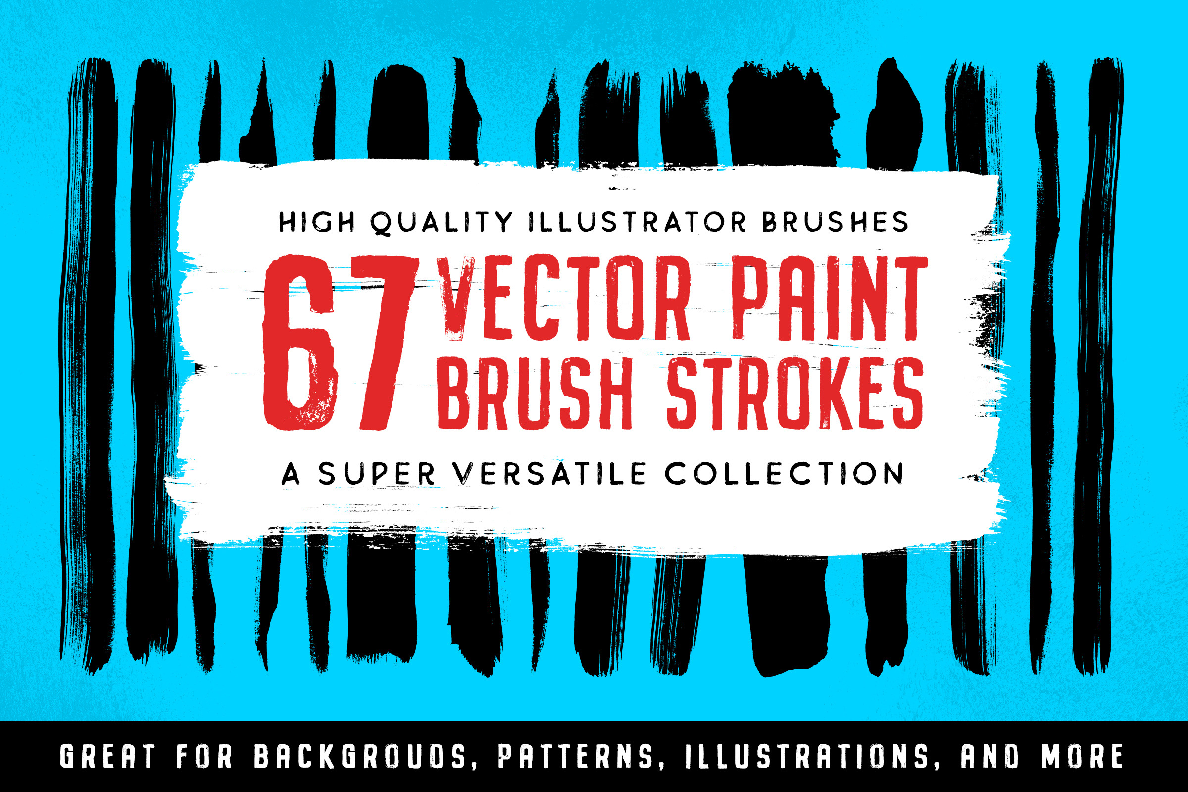 67 Illustrator Paint Stroke Brushes, a Brush Add-On by Abbie May
