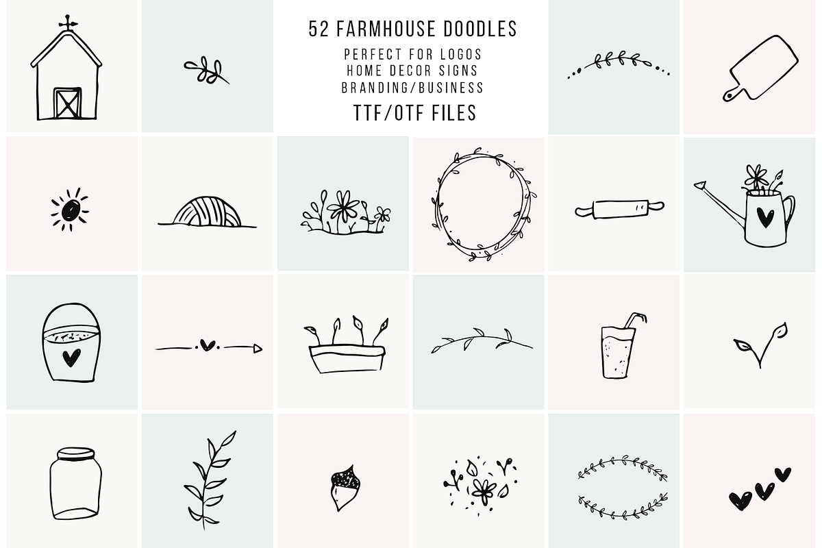 Farmhouse Doodles Font, a Font by KA Designs