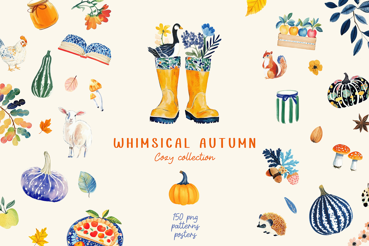 Whimsical Autumn collection, a Seasonal Illustration by Polli Deeva