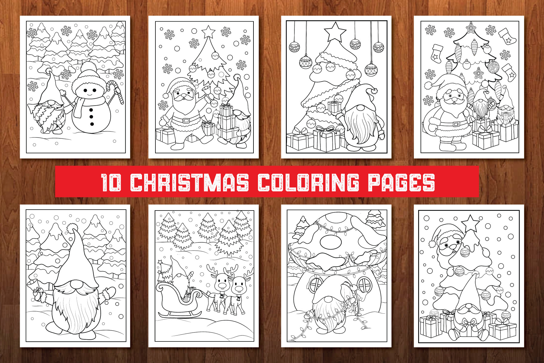 Christmas Gnome Coloring Pages vol4, an Illustration by Design House