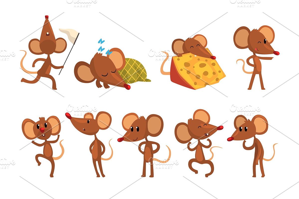 Set of cartoon mouse character in, an Animal Illustration by TopVectors ...
